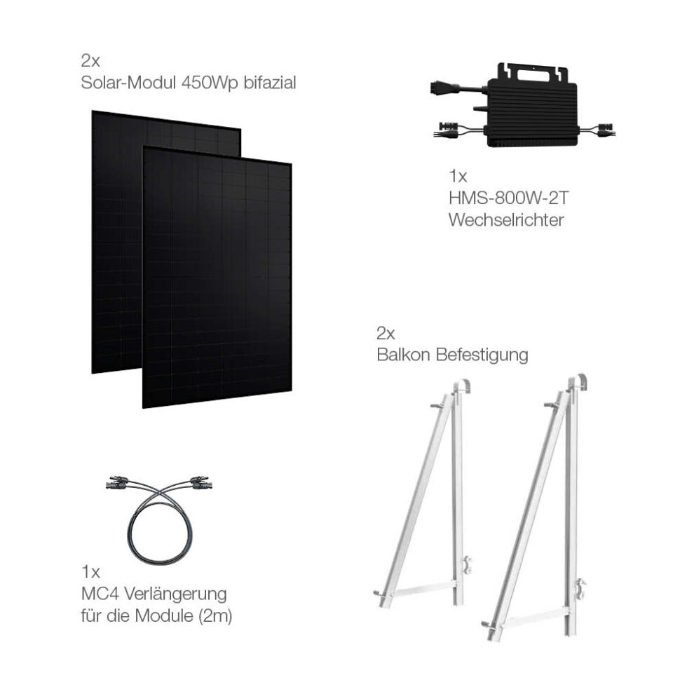 800 Wp bifaziales Balkonkraftwerk mit Befestigung kaufen
